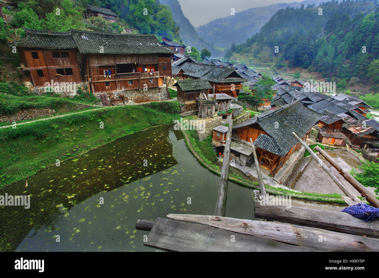 Langde Village, Guizhou, China - April 16, 2010: East asia, rural South ...