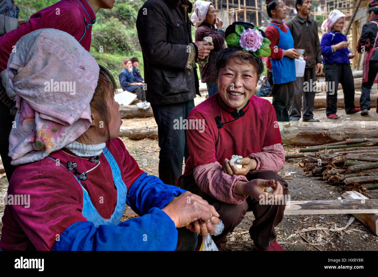 Langde Village, Guizhou, China - April 16, 2010: Chinese woman with a ...