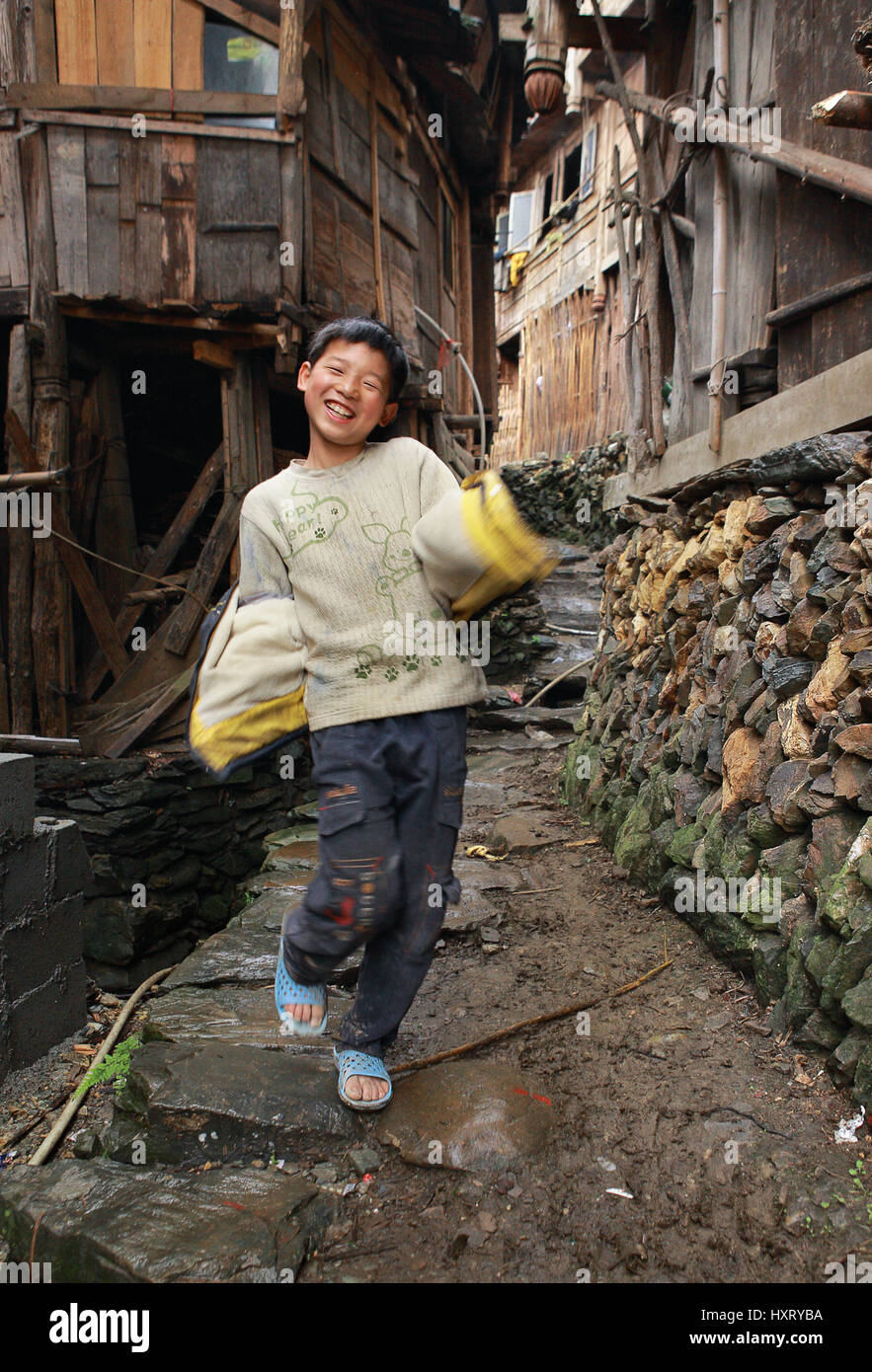 XIAOZHAI VILLAGE, GUANGSI PROVINCE,CHINA - APRIL 5: East Asia ...