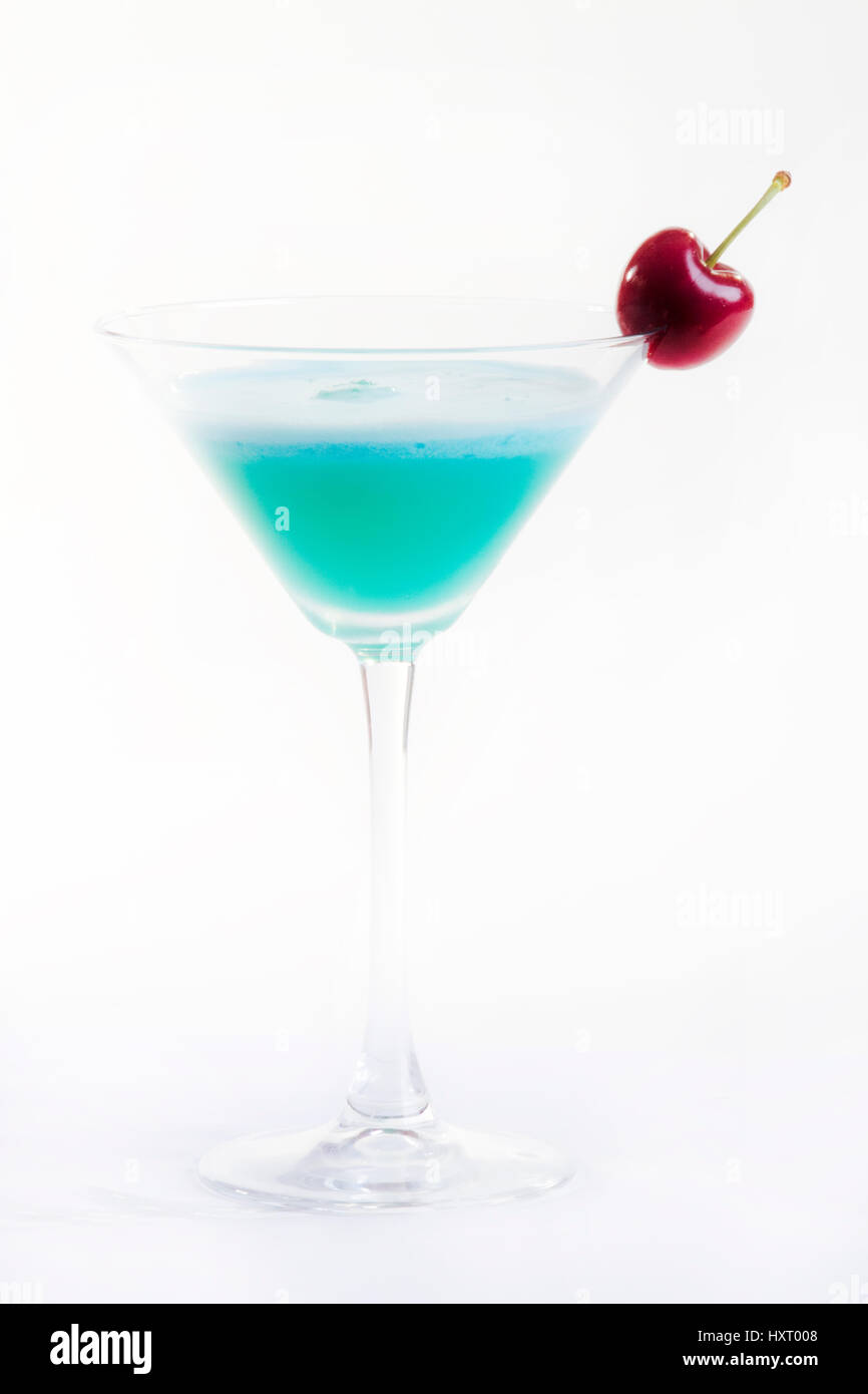 blue cocktail on white background Stock Photo - Alamy