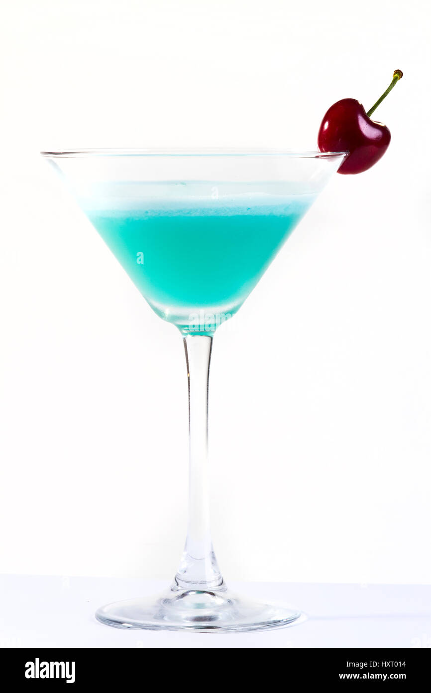 blue cocktail on white background Stock Photo - Alamy