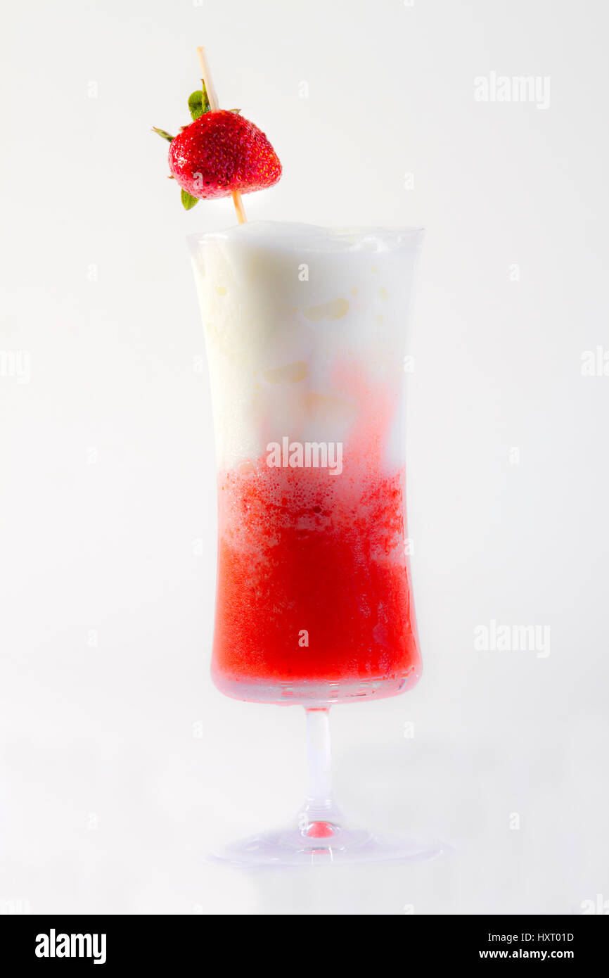 strawberry milkshake. strawberry cocktail on white background Stock ...