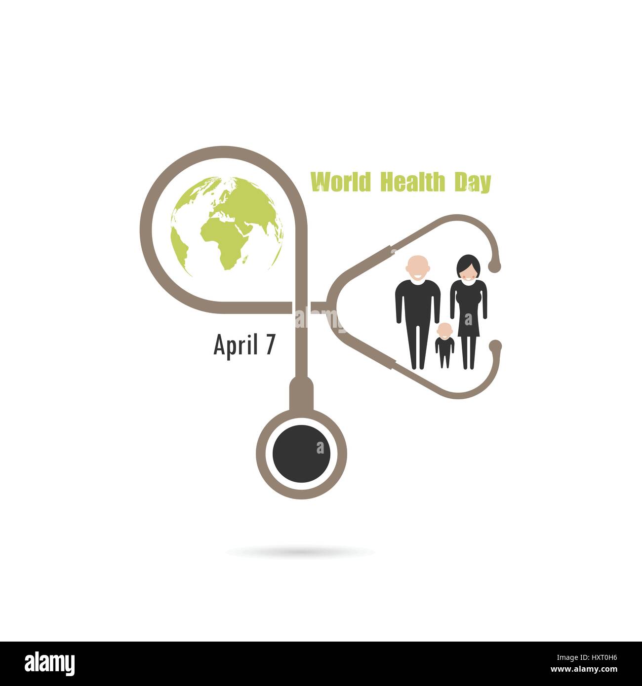 Globe sign,human icon and stethoscope vector logo design template.World ...