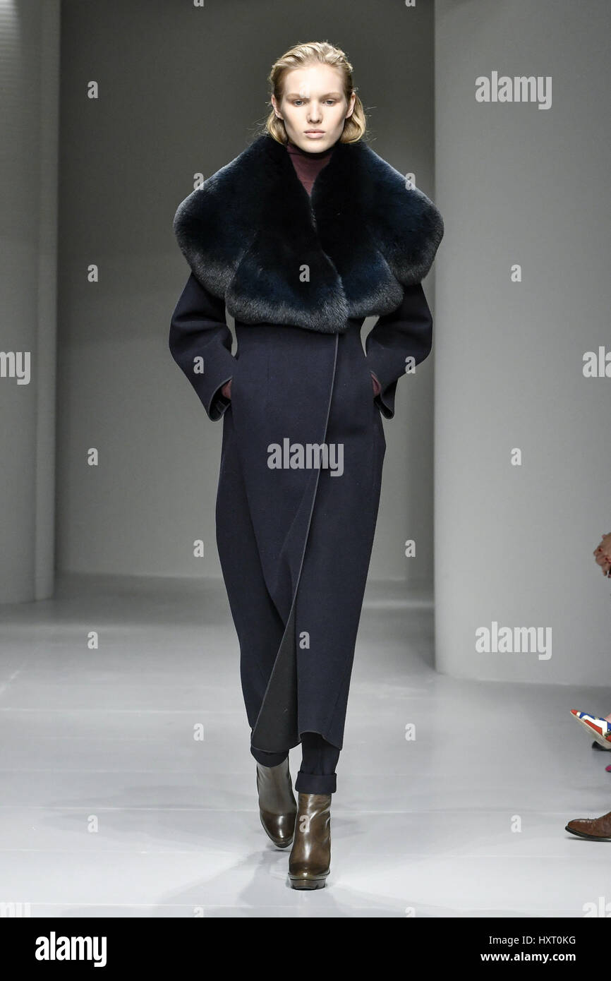 A model on the catwalk at theSalvatore Ferragamo show during Milan ...