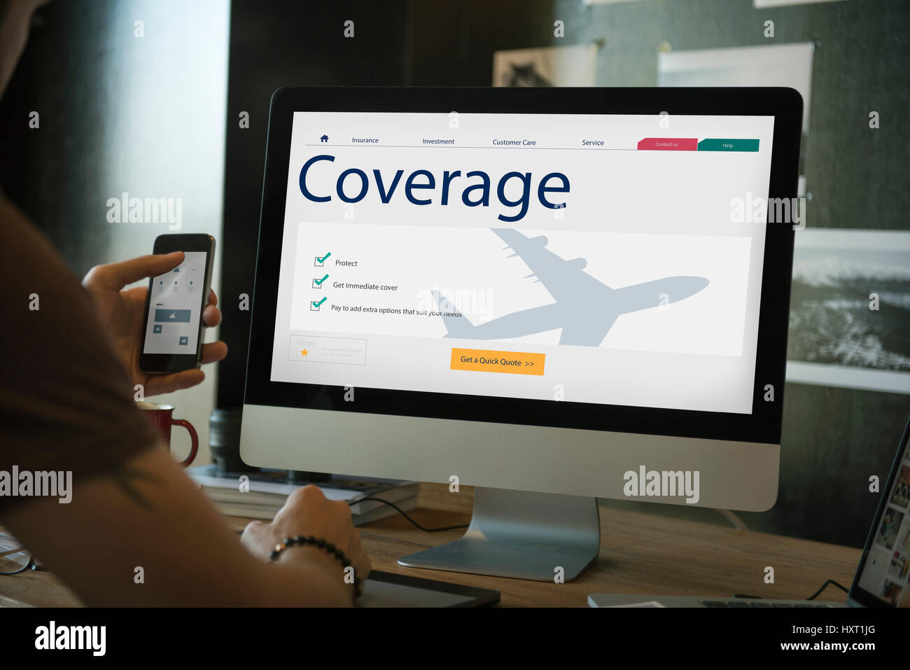 Travel Aviation Insurance Website Concept Stock Photo - Alamy