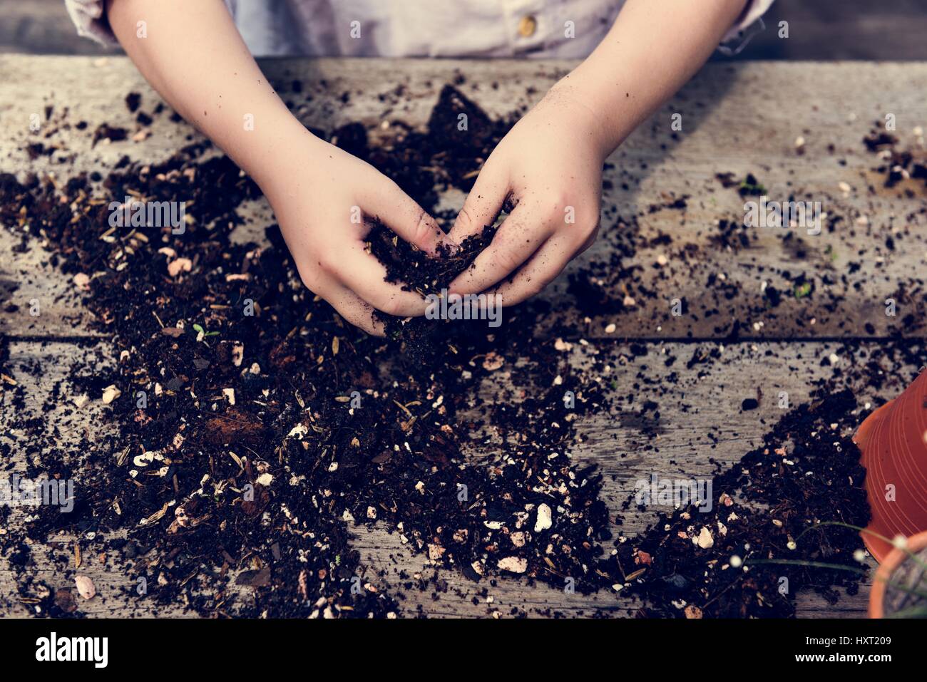 Little Kid Playful Cheeky Dirt Stock Photo - Alamy