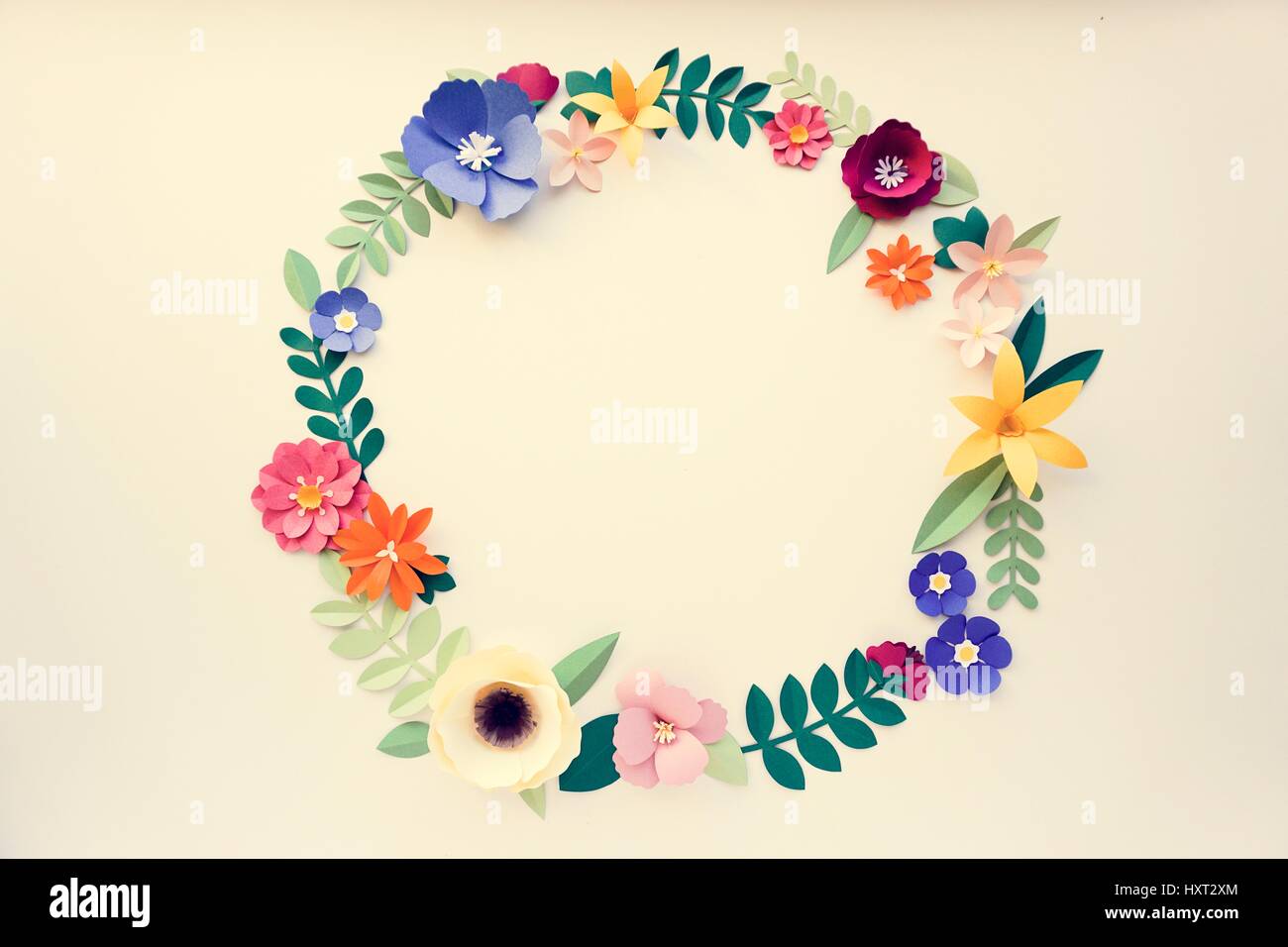 Flowers Handmade Papercraft Art Circle Stock Photo - Alamy