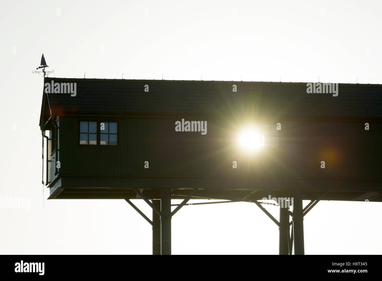 Overhanging gantry on the granary, Wells-next-the-Sea, Norfolk, England ...