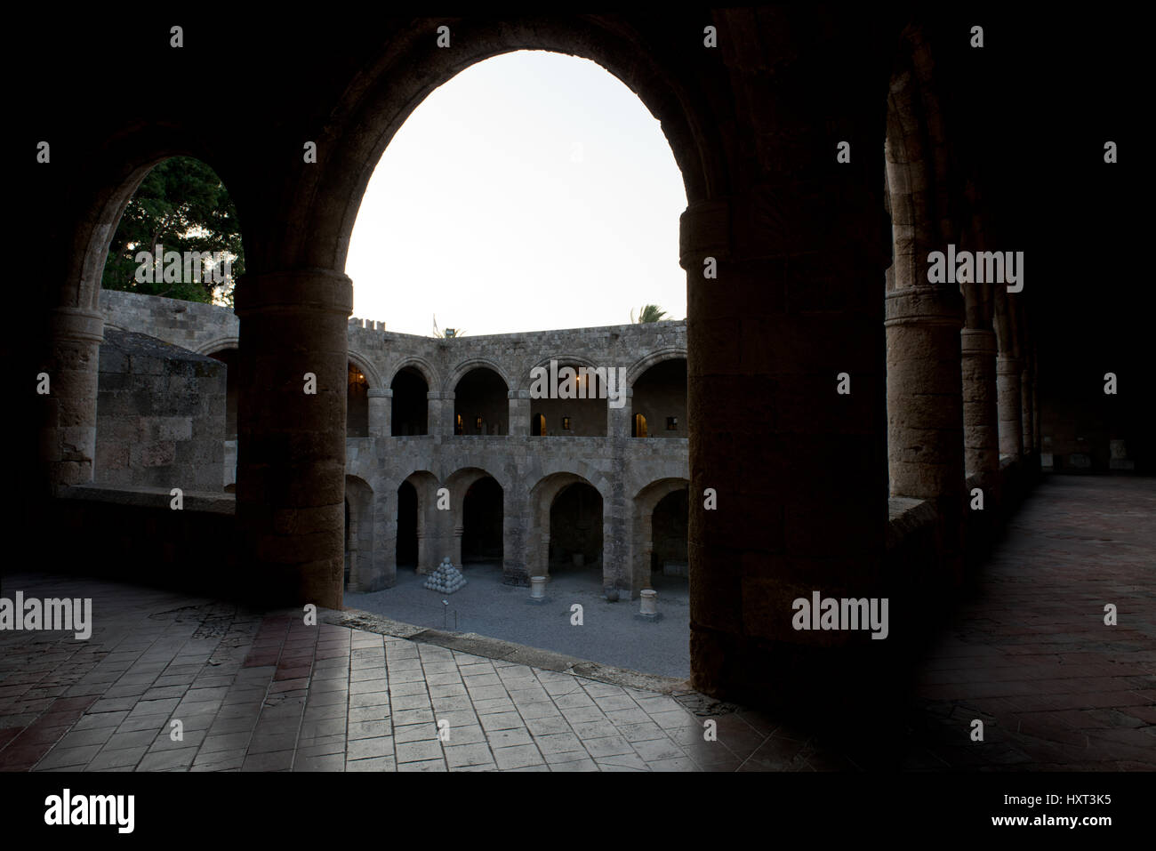 gallery of the Archaeological Museum of Rhodes with circular arcs in ...