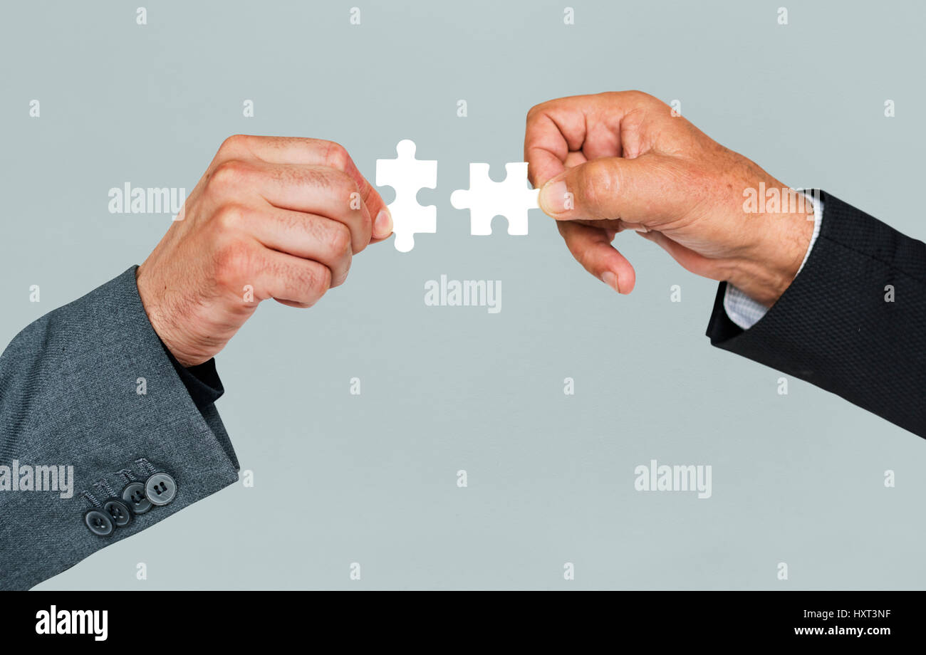Human Hand Holding Jigsaw Puzzle Connection Corporate Business Stock ...