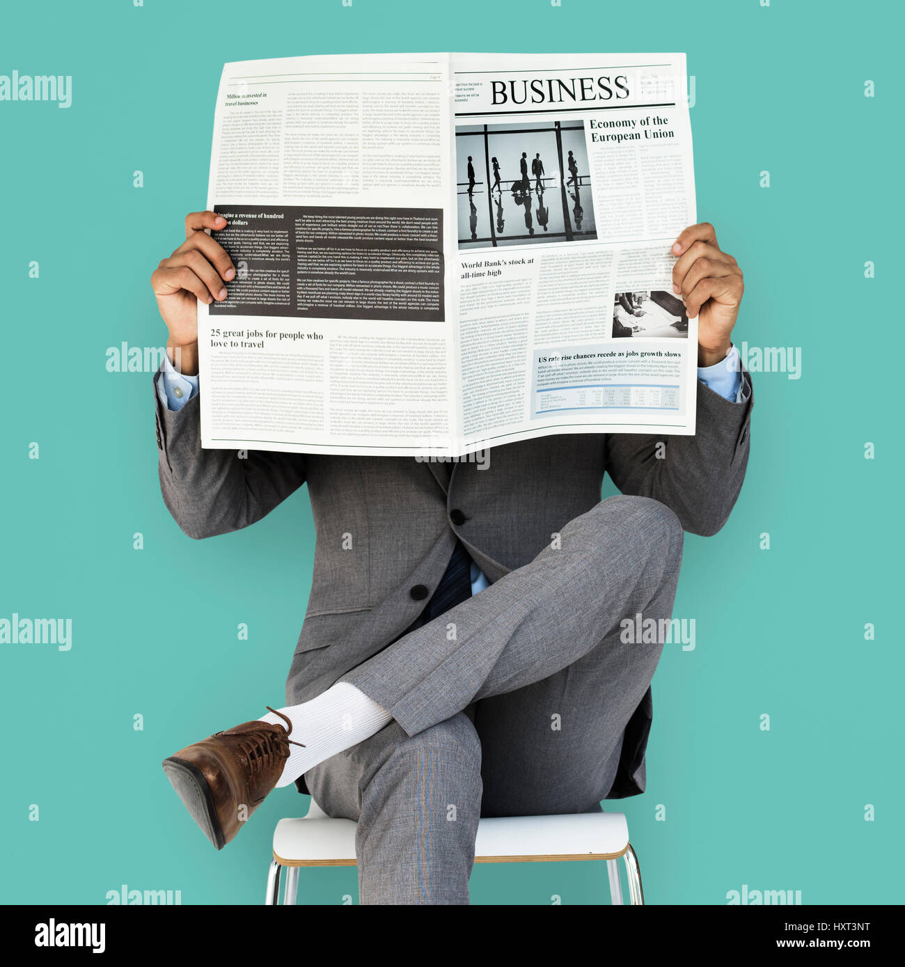 Business Man Reading Newspaper Stock Photo - Alamy