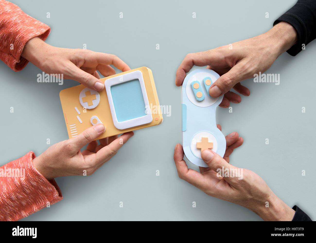 Two Person Playing Game Console Stock Photo - Alamy