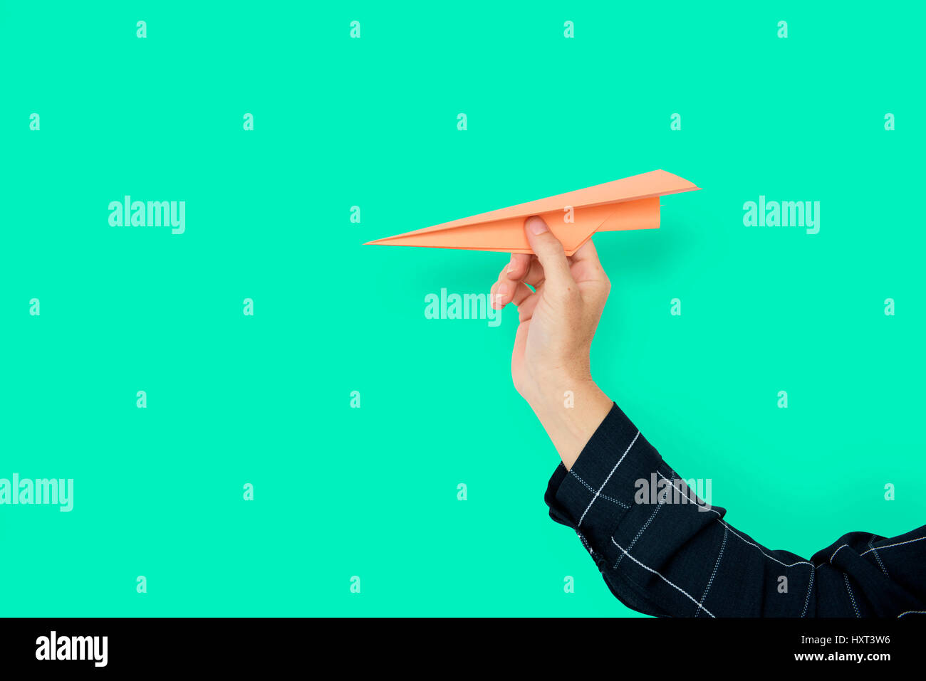 Human Hand Holding Papercraft Airplane Goals Target Aspirations Stock ...