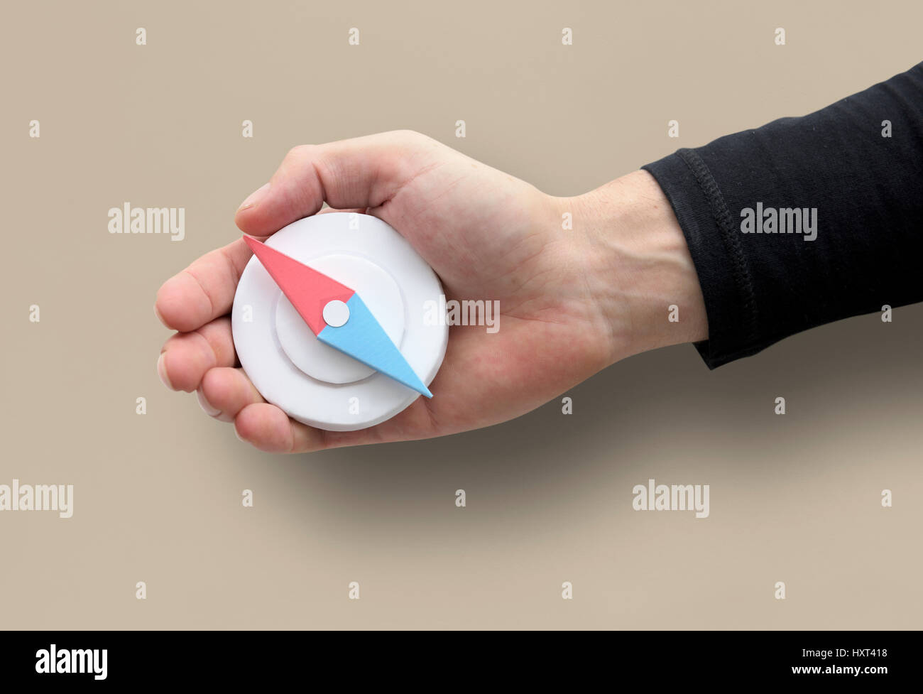 Human Hand Holding Compass Navigation Direction Stock Photo - Alamy
