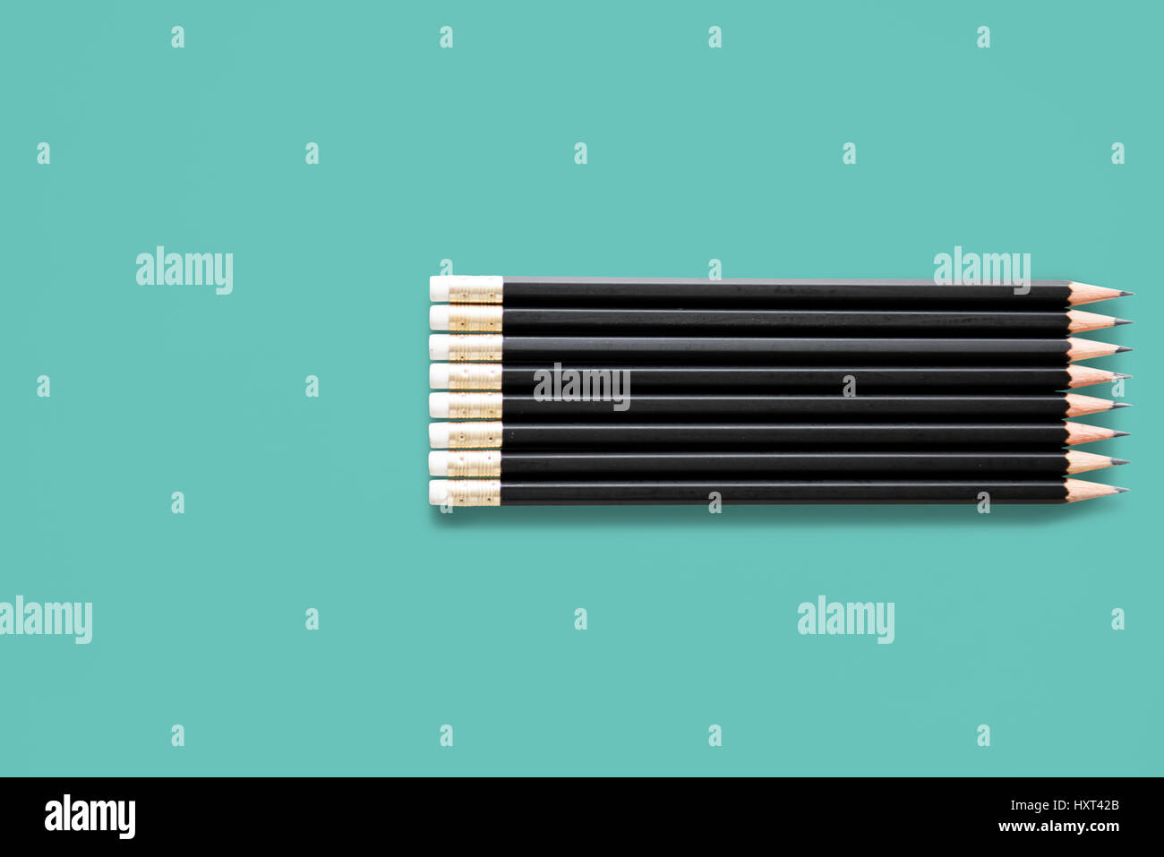 Black Sharp Wooden Pencils Studio Isolated Stock Photo - Alamy