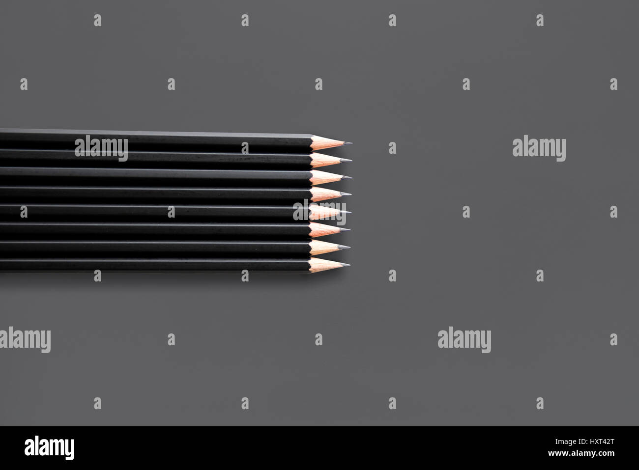 Black Sharp Wooden Pencils Studio Isolated Stock Photo - Alamy