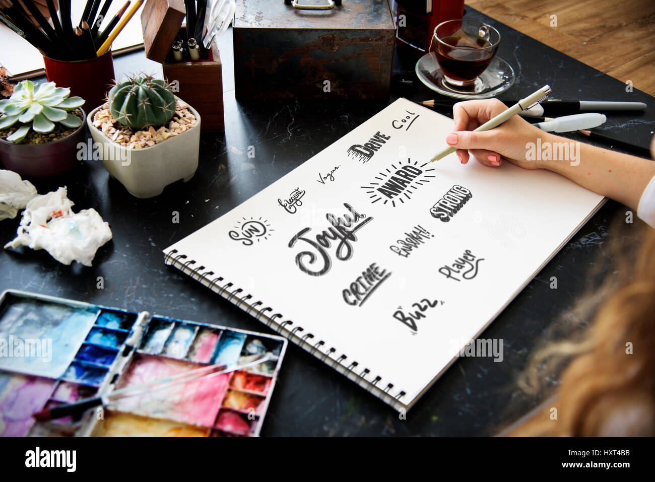 Calligraphy Design Typography Workplace Stock Photo - Alamy