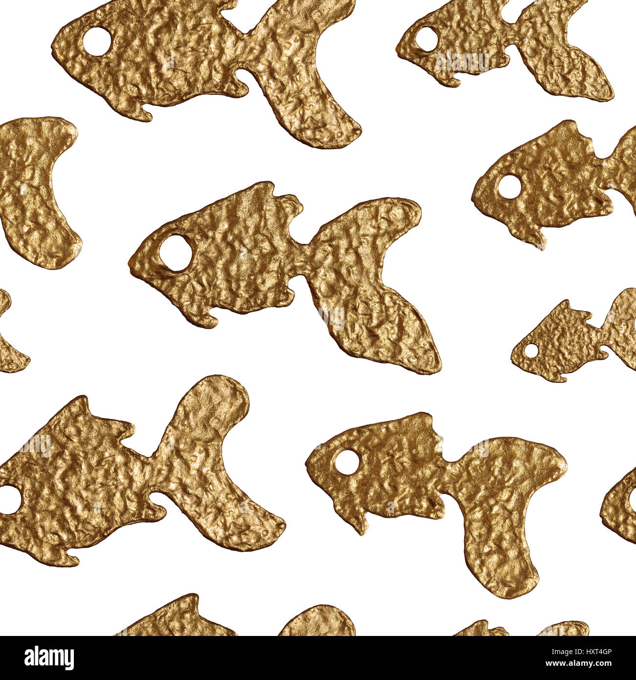 Gold fishes seamless pattern. Hand painted sea background. Abstract ...