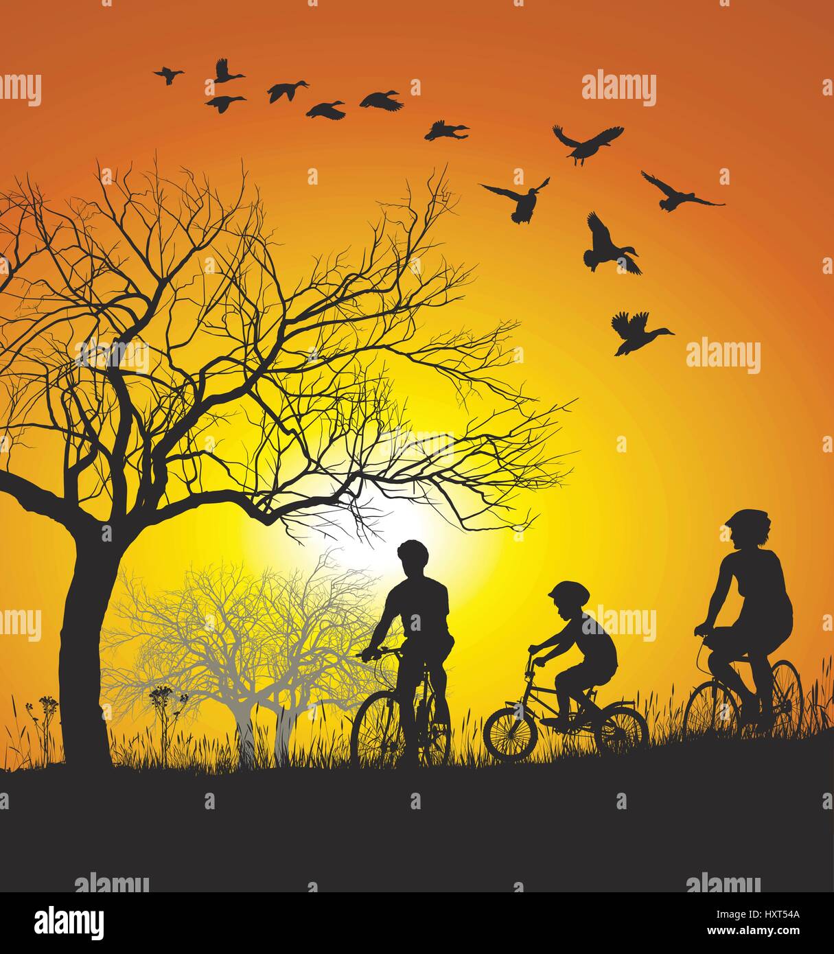 Family biking park Stock Vector Images - Alamy