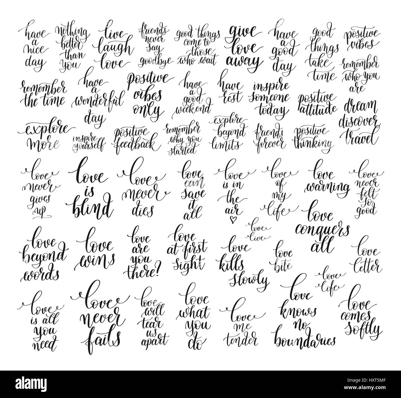 set of 50 black and white positive motivational inspirational qu Stock ...