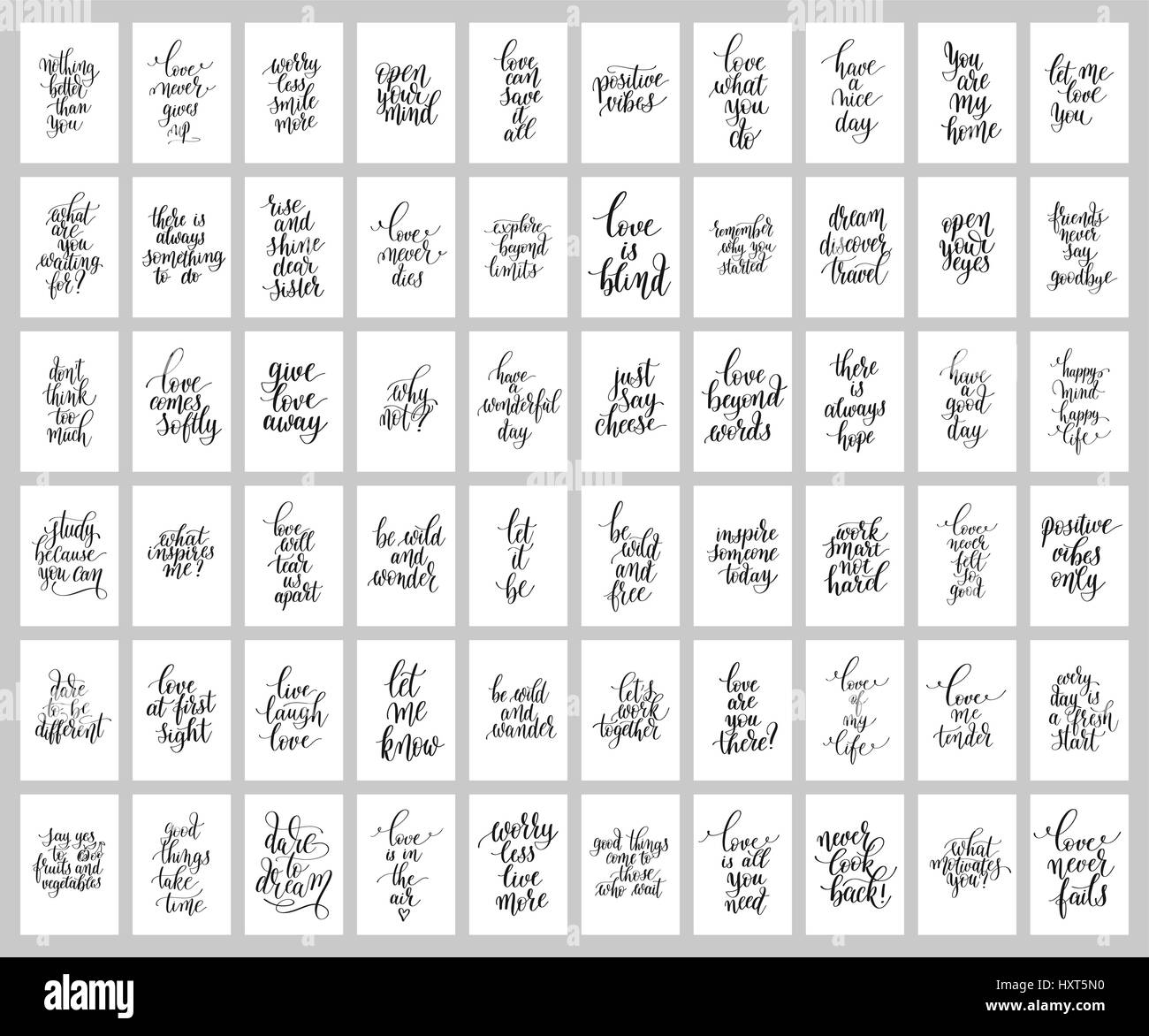 mega set of 60 hand written lettering positive inspirational quo Stock ...