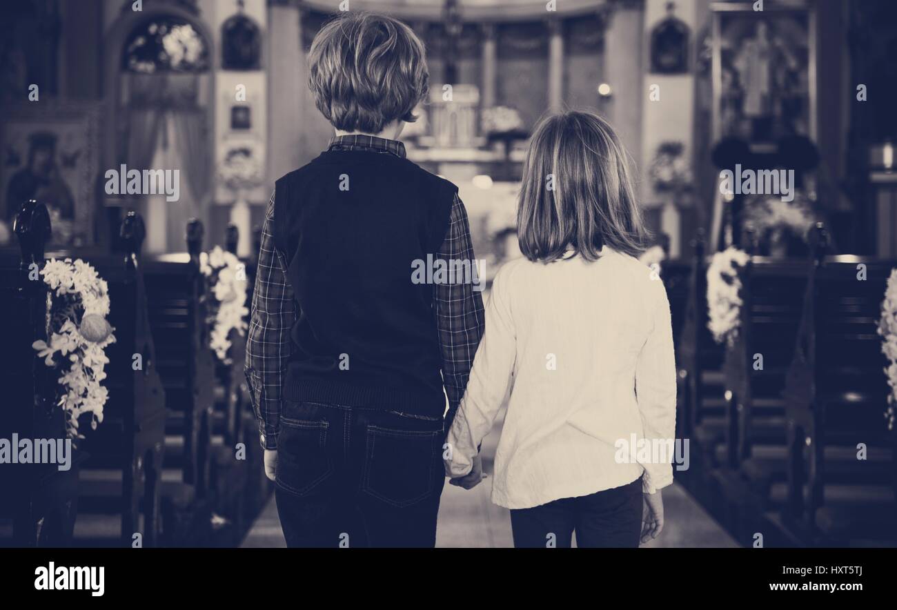 Church Children Believe Faith Religious Family Stock Photo - Alamy