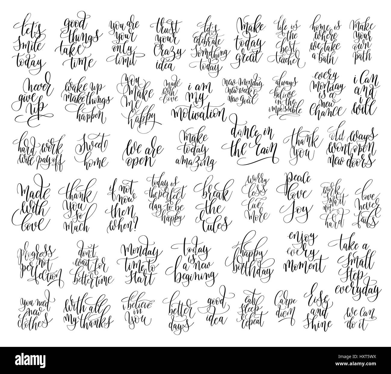 set of 50 hand lettering motivational quotes Stock Vector Image & Art ...