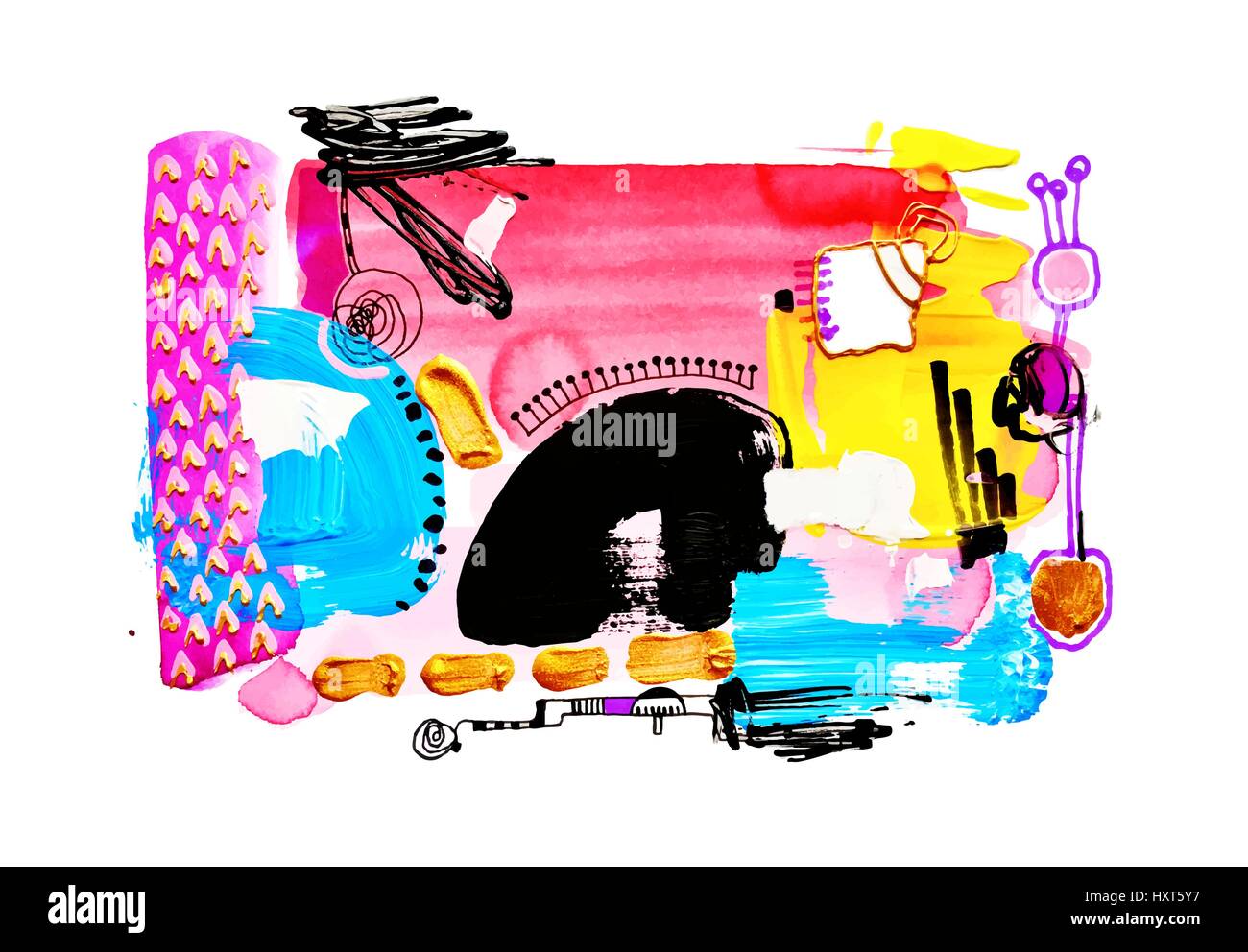 contemporary abstract art watercolor painting composition Stock Vector ...