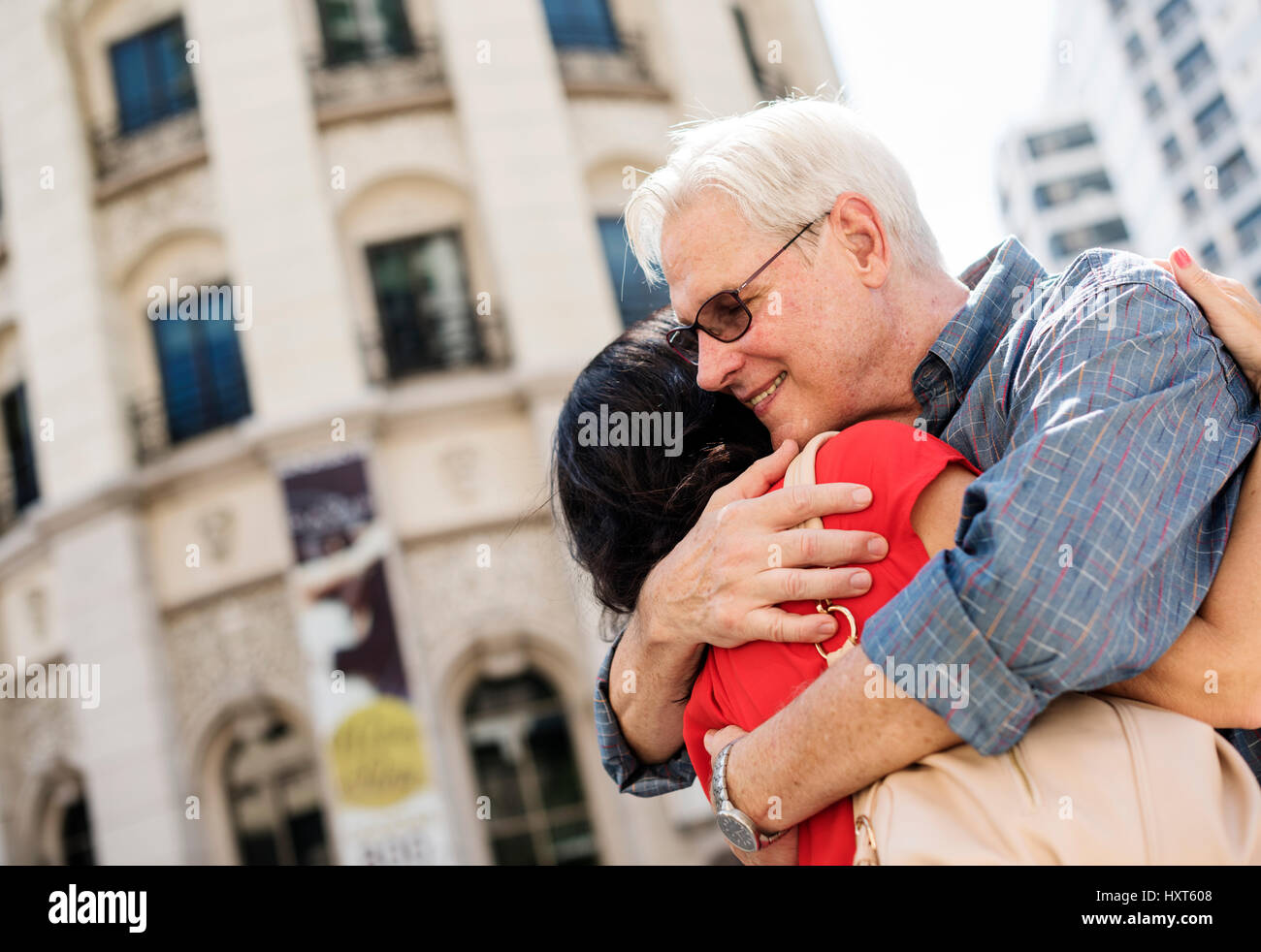 Senior couple love sweet embrace Stock Photo - Alamy