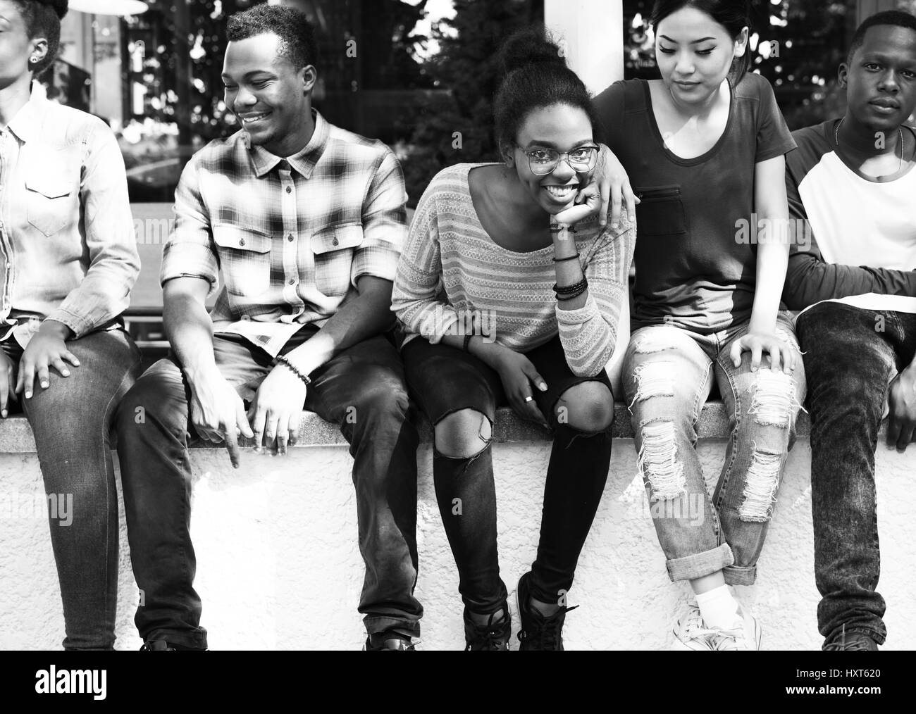 Group diverse multiethnic people Black and White Stock Photos & Images ...