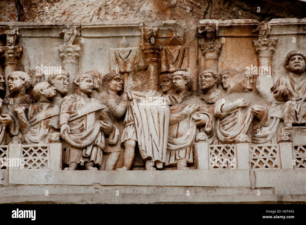 A detail view of the frieze on the north side of the Arch of ...