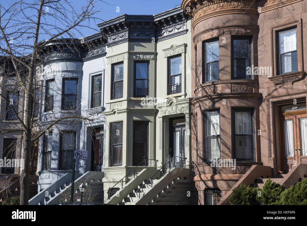 High stoop Brownstones in historical Park Slope, Brooklyn, New York ...