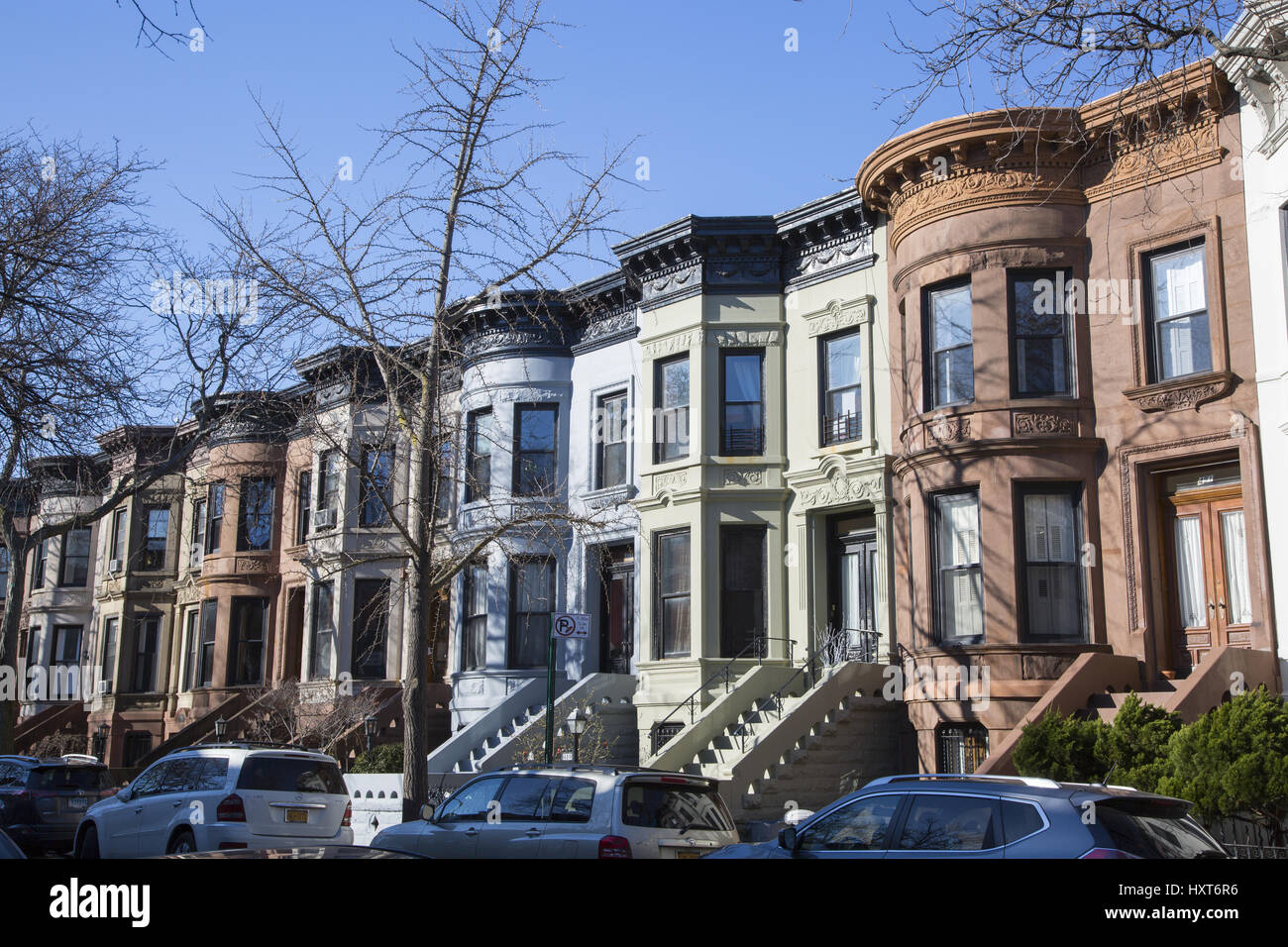 High stoop Brownstones in historical Park Slope, Brooklyn, New York ...