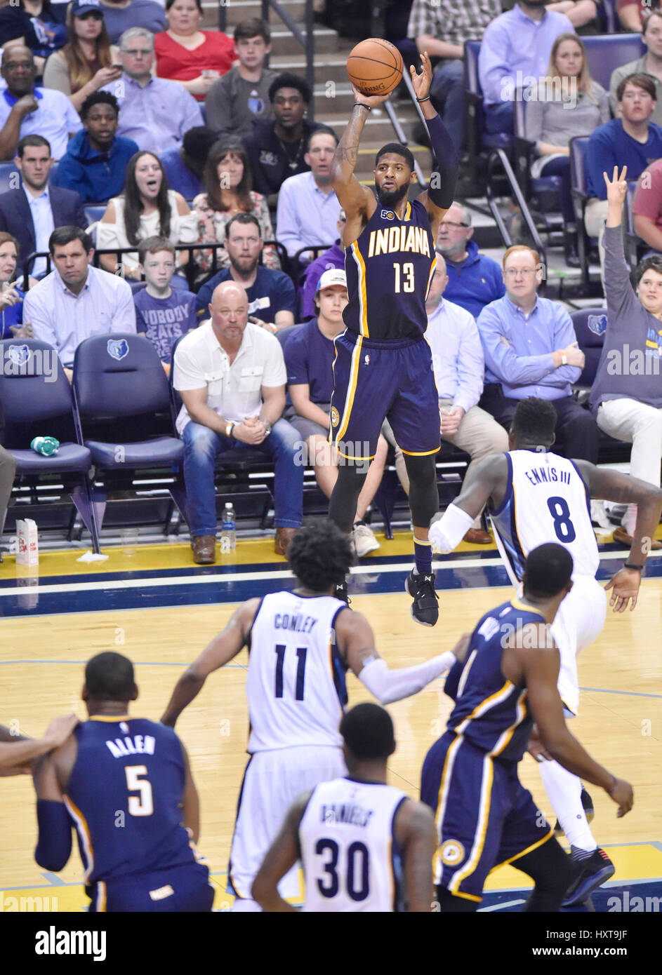 Memphis, TN, USA. 29th Mar, 2017. Indiana Pacers forward Paul George ...