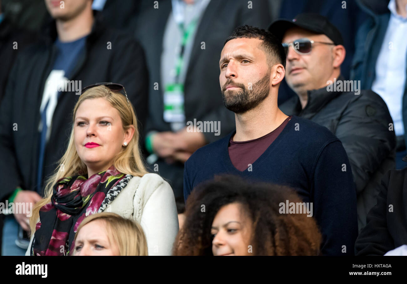 Stuttgart, Germany. 28th Mar, 2017. Spectators Kevin Kuranyi and his ...