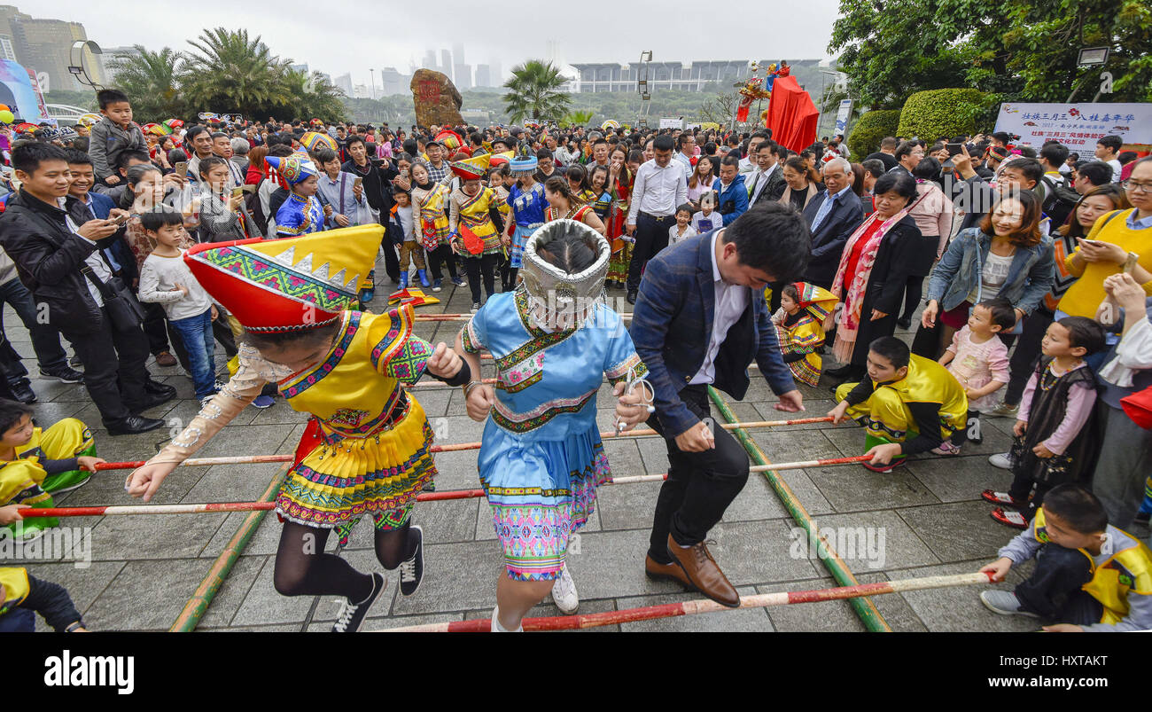 Nanning, Nanning, China. 30th Mar, 2017. Bian dan dancing is performed ...