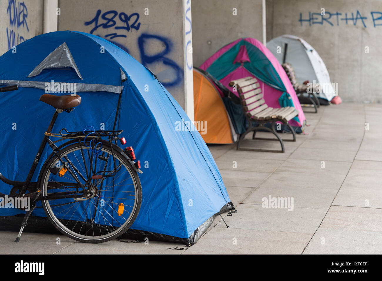 Berlin, Germany. 29th Mar, 2017. Tents occupied by homeless people ...