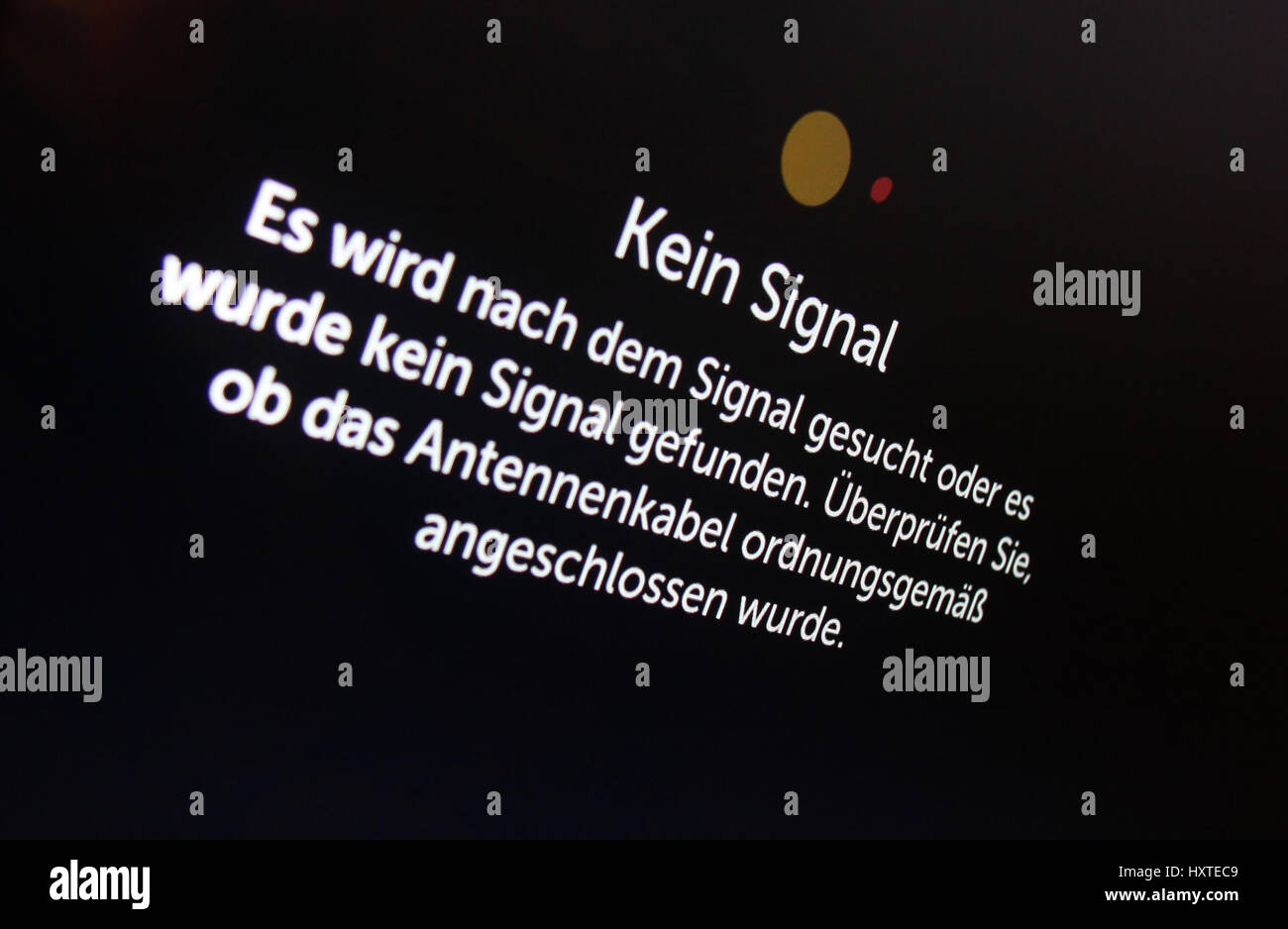 An error message appears on the screen of a terrestrial television set ...