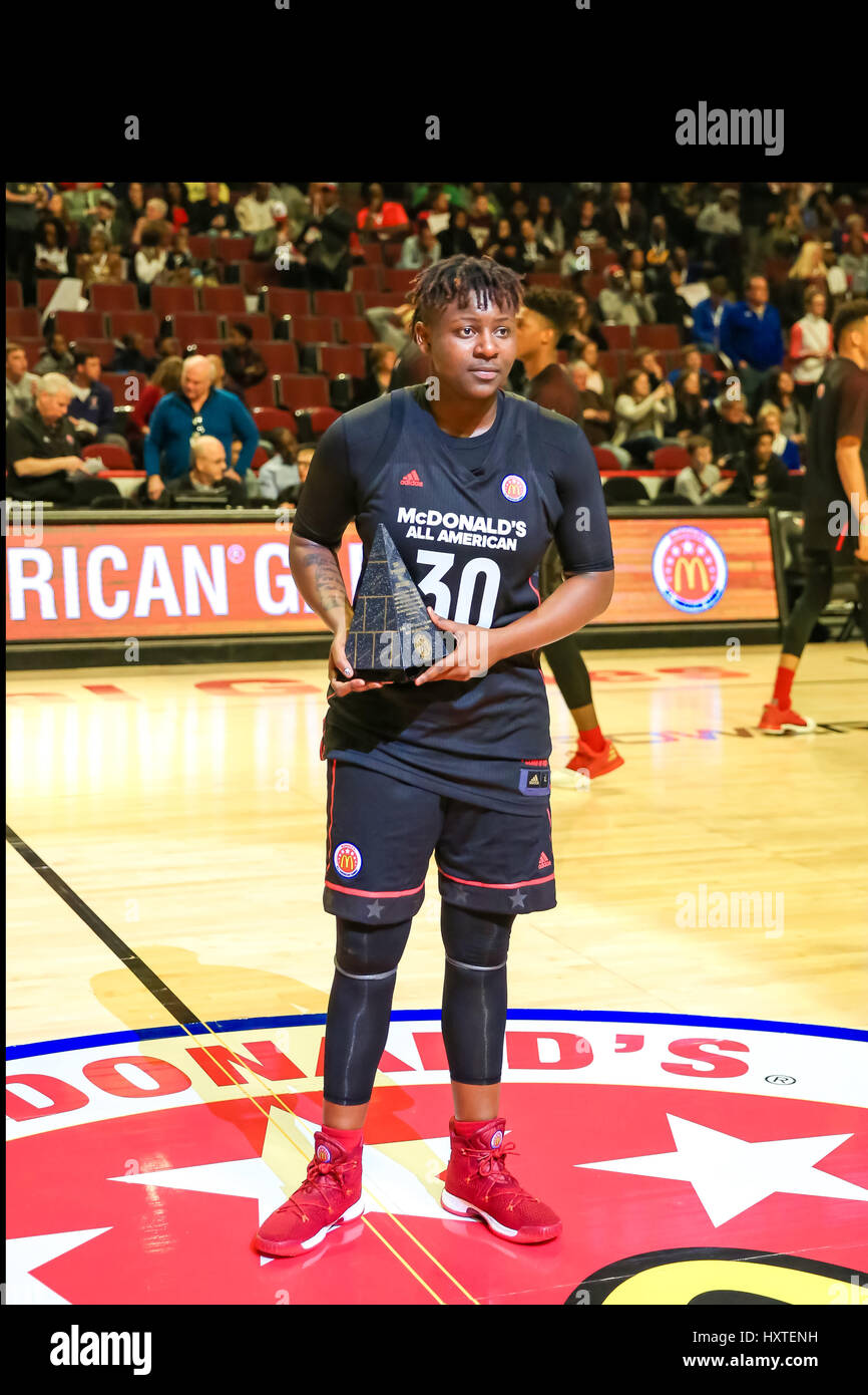 Wednesday MAR 29 - The East's game MVP Rellah Boothe (30) poses with ...