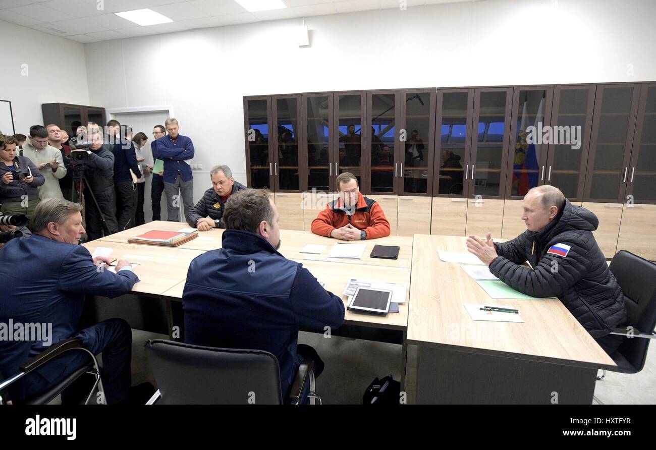 Alexandra Land, Russia. 29th Mar, 2017. Russian President Vladimir ...