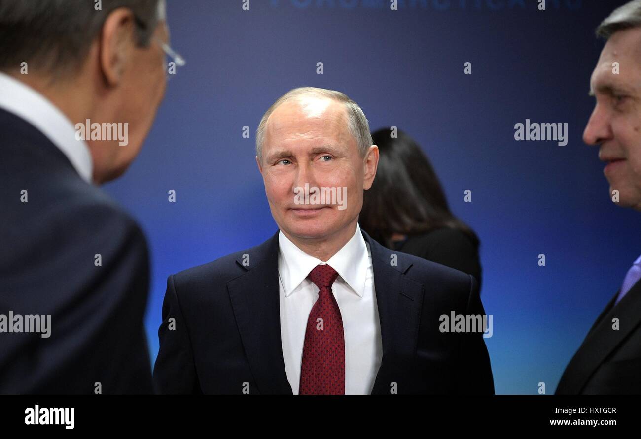 Russian President Vladimir Putin with Foreign Minister Sergei Lavrov ...