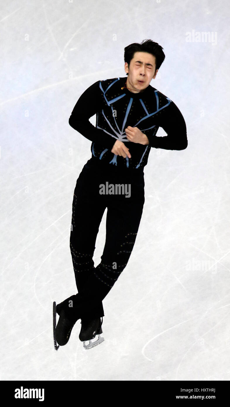 Helsinki. 30th Mar, 2017. Jin Boyang of China performs during Men Short ...