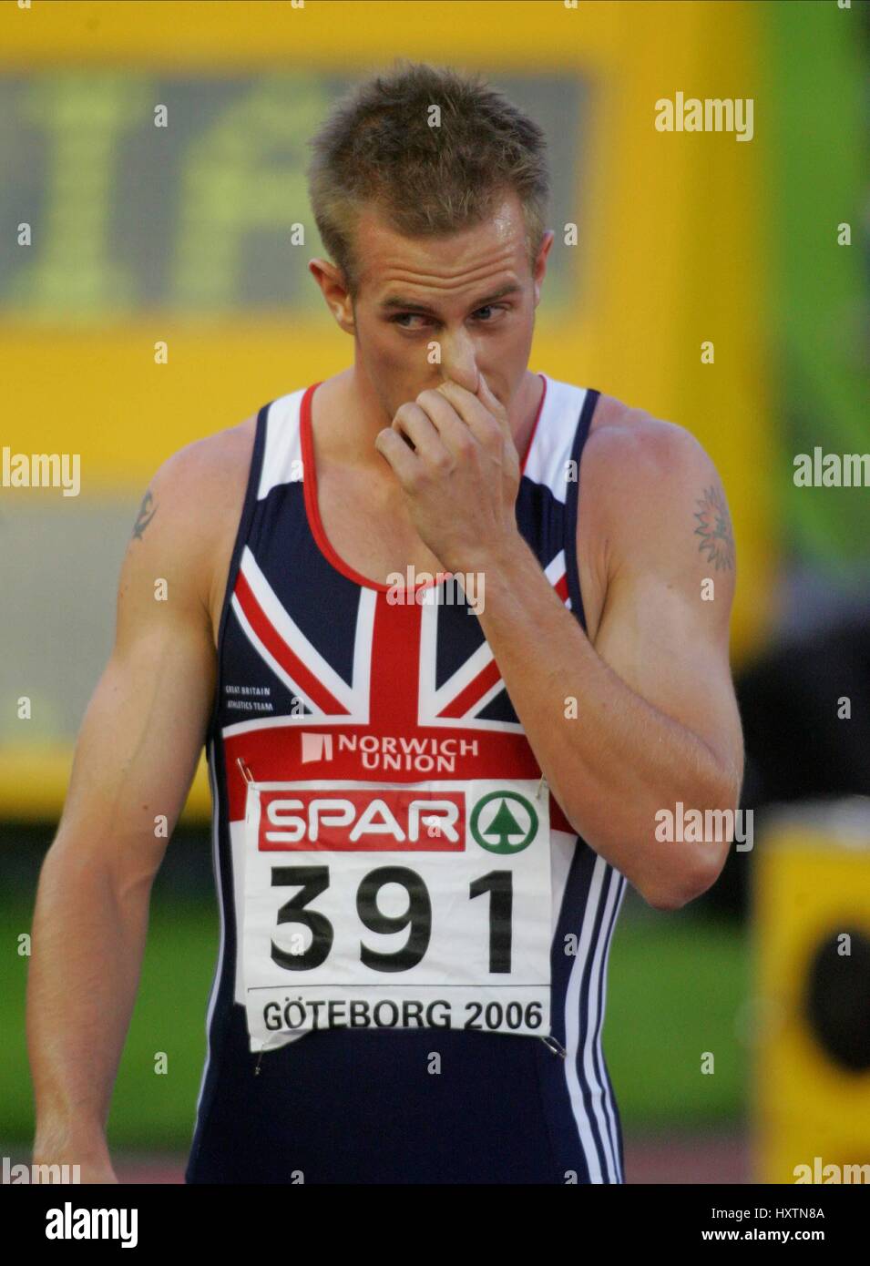 TIM BENJAMIN IS DEJECTED 400 METRES ULLEVI STADIUM GOTEBORG SWEDEN 09 ...
