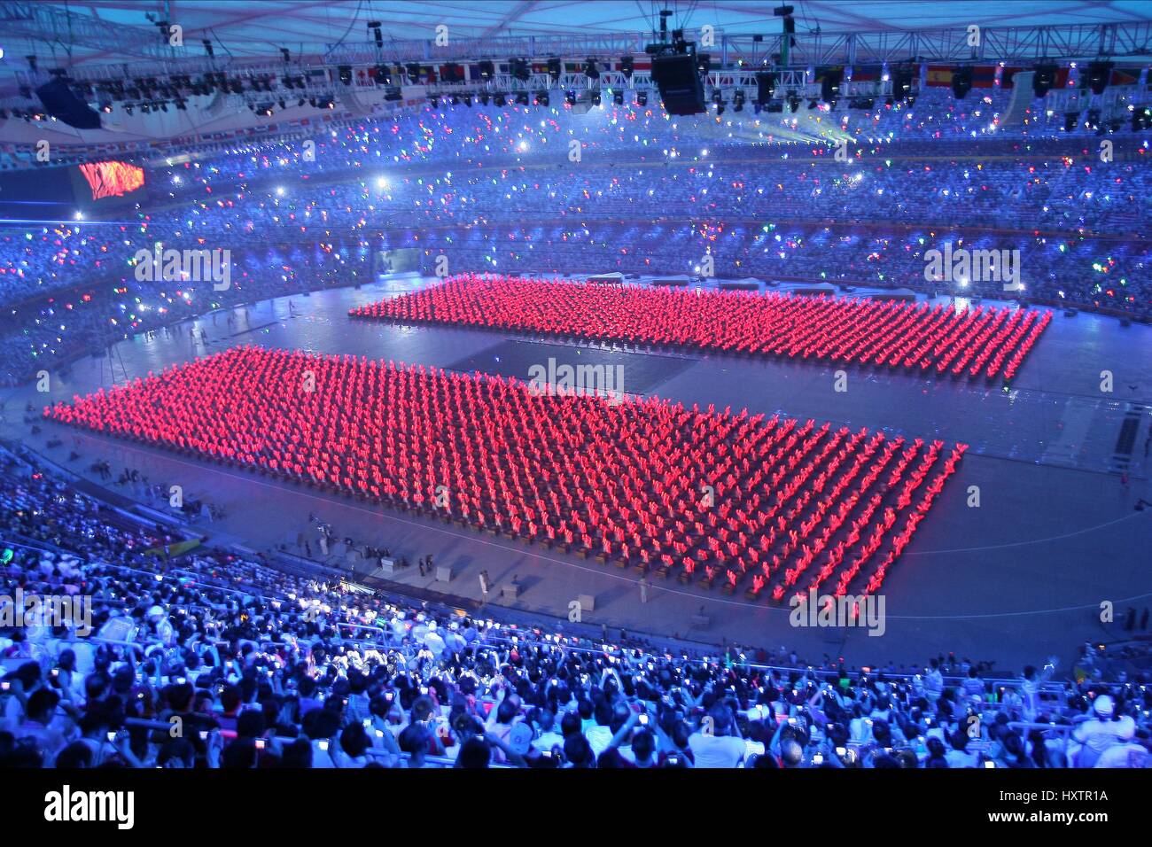 INSIDE THE BIRDS NEST OPENING CEREMONY OLYMPIC STADIUM BEIJING CHINA 08 August 2008 Stock Photo ...