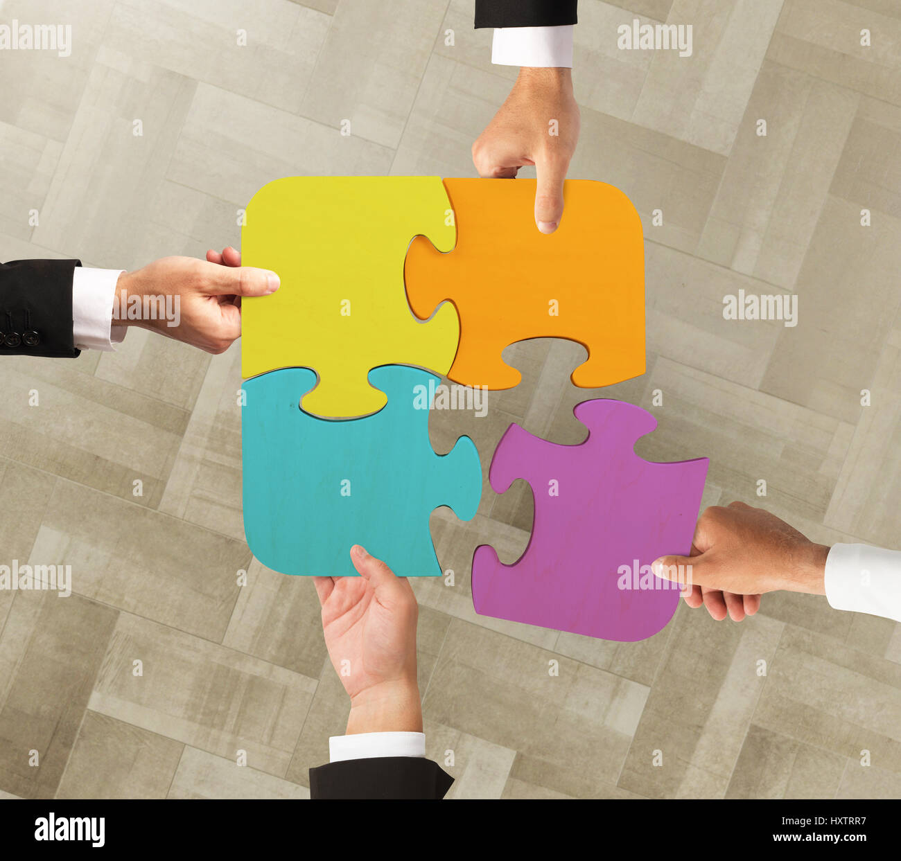 Team work for one goal Stock Photo - Alamy