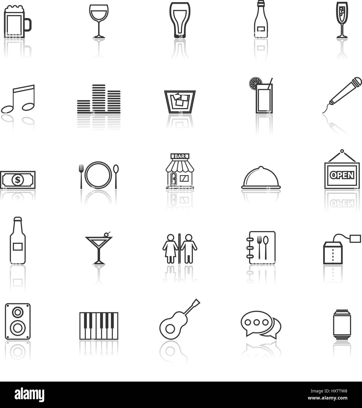 Bar line icons with reflect on white background, stock vector Stock ...