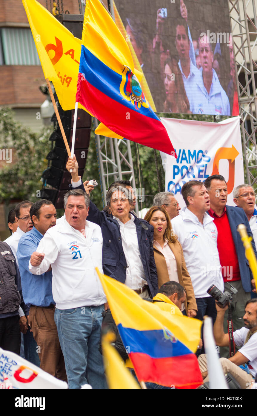 Quito, Ecuador - March 26, 2017: Guillermo Lasso, candidate for the ...