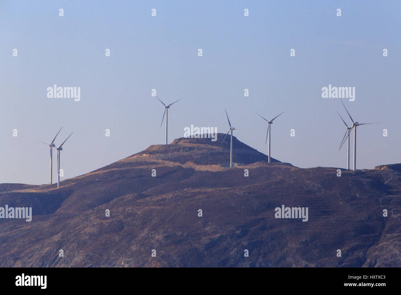 wind turbines on island in Greece Stock Photo - Alamy