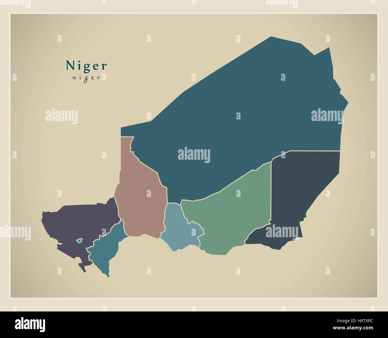 Modern Map - Niger with regions colored NE Stock Vector Image & Art - Alamy