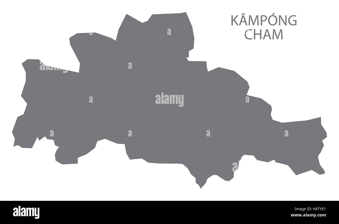 Kampong Cham Cambodia province map grey illustration silhouette Stock ...
